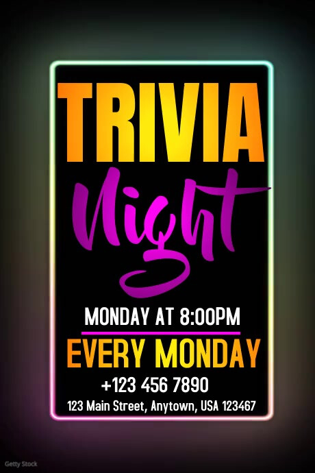 poster trivia night party 2024 flyer Template | PosterMyWall