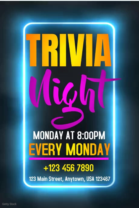 poster trivia night party 2024 flyer Template | PosterMyWall