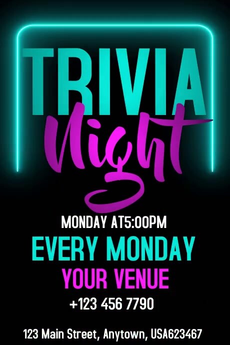 poster trivia night party flyer Template | PosterMyWall