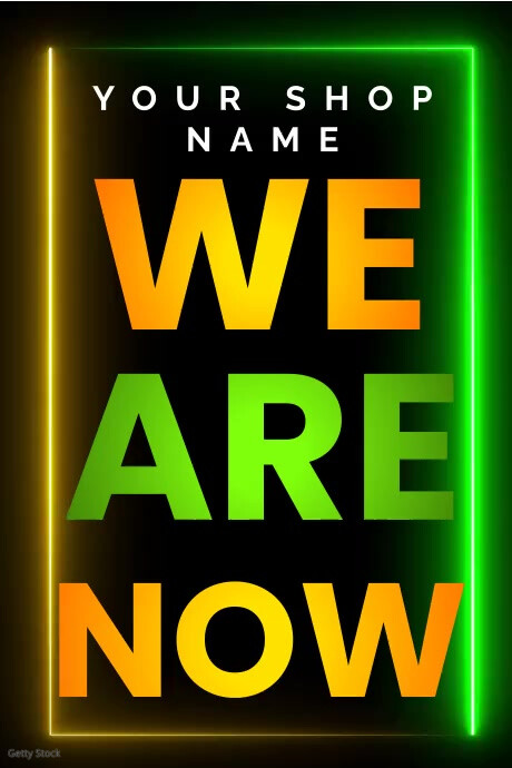 Poster we are now neon video flyer Template | PosterMyWall