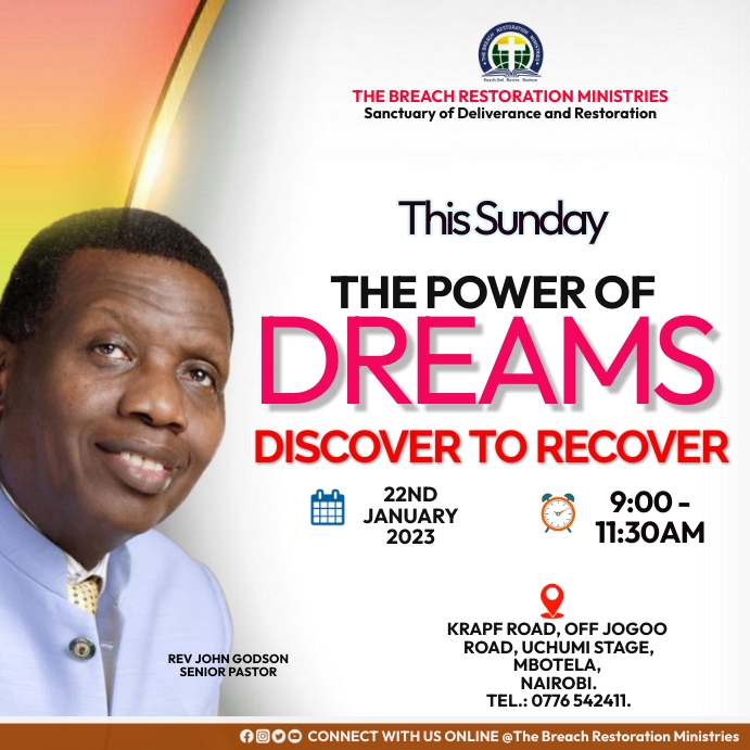 Plantilla de power of dreams sunday service | PosterMyWall