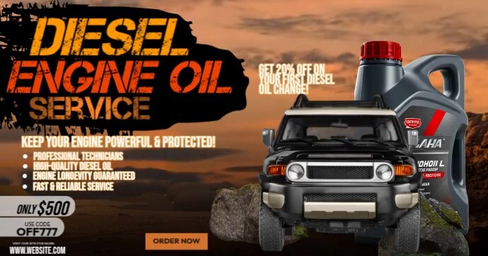 Plantilla de Powerful Diesel Engine Oil Service | PosterMyWall