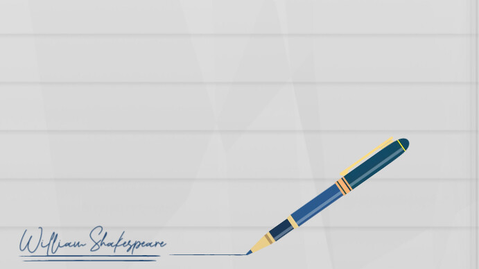 Powerpoint Writing Paper Blue Pen Background Template | PosterMyWall