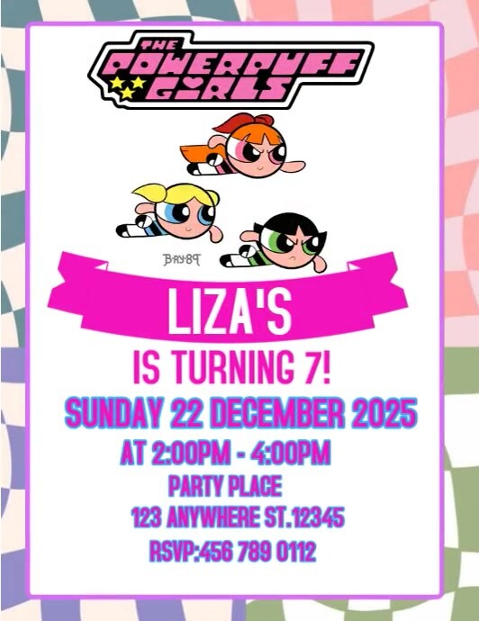 PowerPuff Girl | Birthday Invitation Template | PosterMyWall