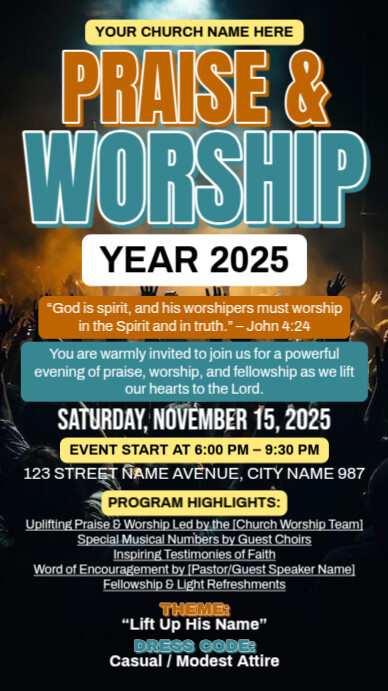Praise & Worship Ads Template | PosterMyWall