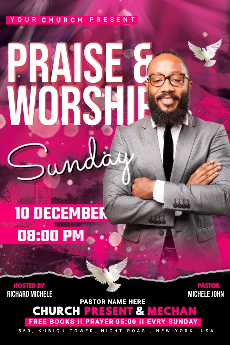 Praise & Worship Church Flyer Template | PosterMyWall
