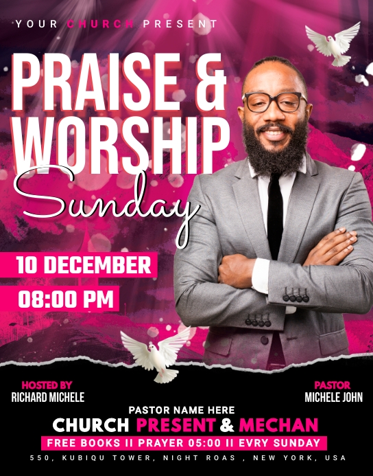 Praise & Worship Church Flyer Template | PosterMyWall
