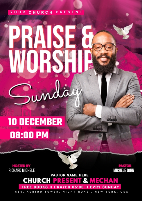 Praise & Worship Church Flyer Template | PosterMyWall
