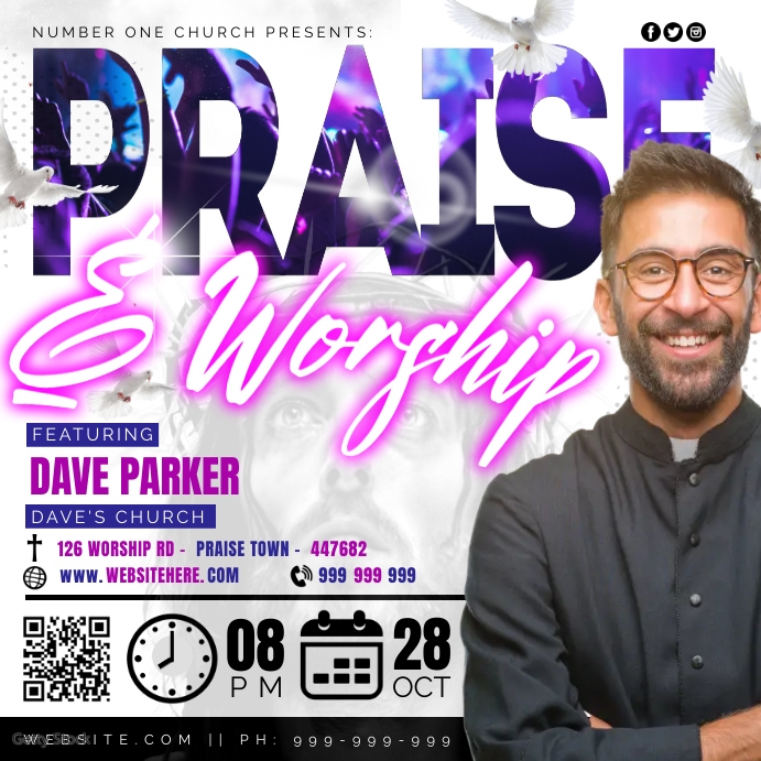 Praise & Worship Church Poster Template | PosterMyWall
