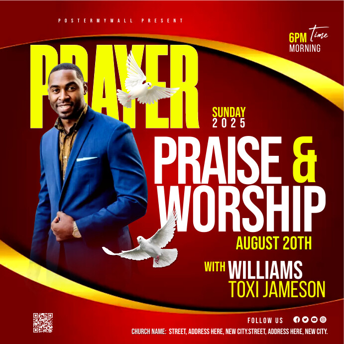 PRAISE & WORSHIP Template | PosterMyWall