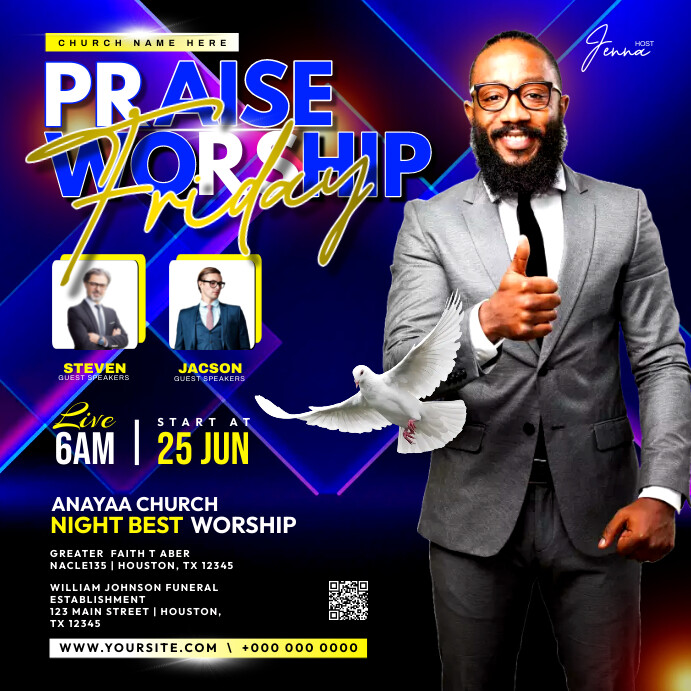 PRAISE & WORSHIP Template | PosterMyWall