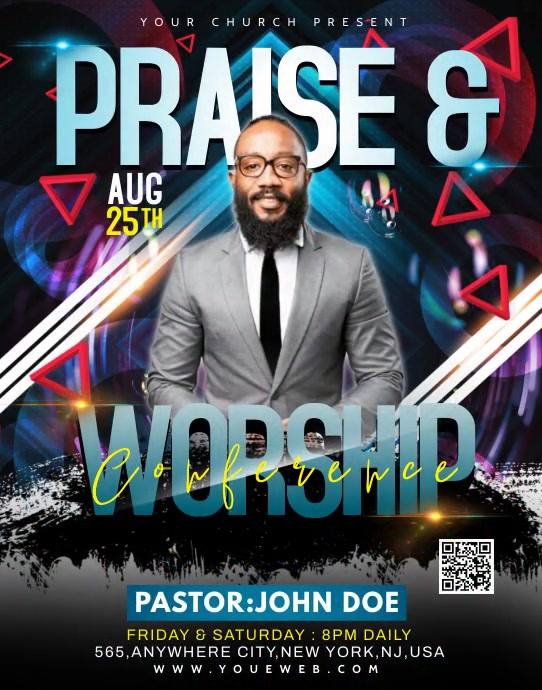 PRAISE & WORSHIP Template | PosterMyWall