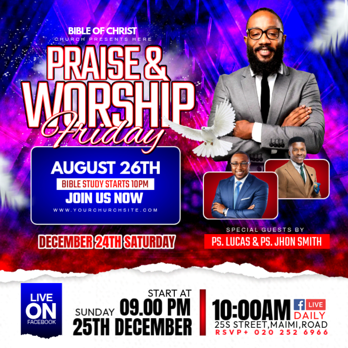 PRAISE & WORSHIP FLYER Template | PosterMyWall
