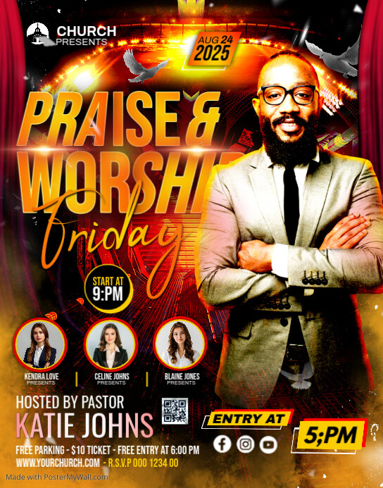 PRAISE & WORSHIP FRIDAY Template | PosterMyWall