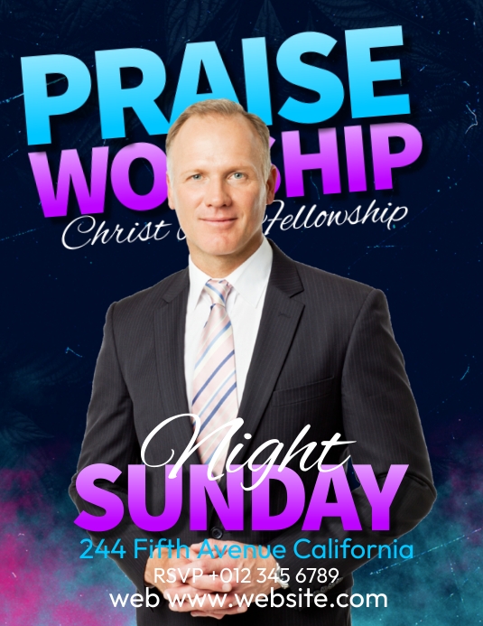 Praise & Worship Sunday Church Template | PosterMyWall