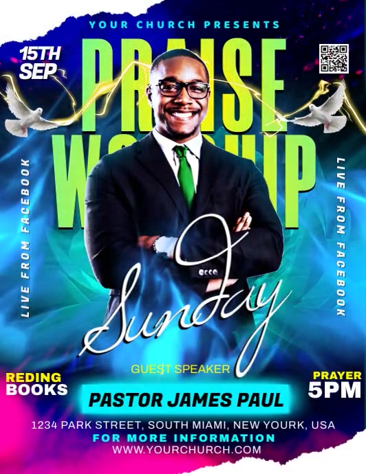 Praise & Worship Sunday Flyer Template | PosterMyWall