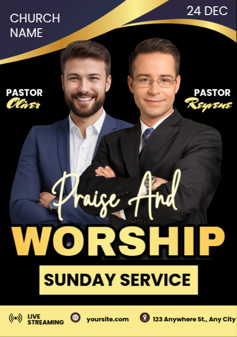 Copy of Praise & Worship Sunday Service Ads | PosterMyWall