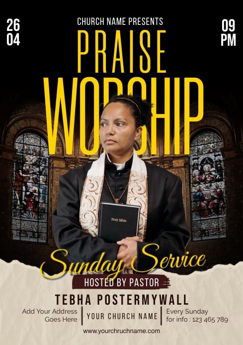 Praise & Worship Sunday Service Template | PosterMyWall