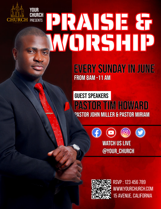 Plantilla de Praise &Worship Flyer | PosterMyWall