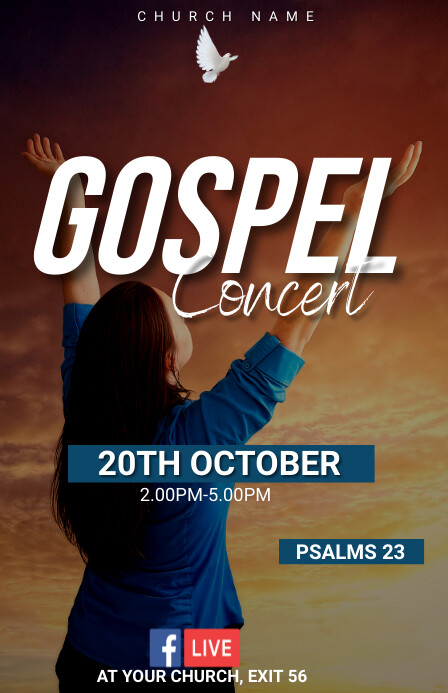 praise and worship, gospel night, worship Template | PosterMyWall
