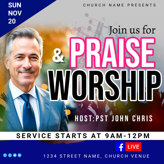 praise and worship church conference Template | PosterMyWall