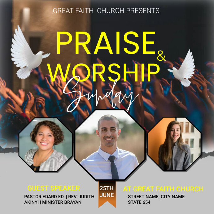 Copy of PRAISE AND WORSHIP CHURCH POSTER TEMPLATE | PosterMyWall