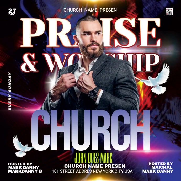 praise and worship church video flyer Template | PosterMyWall