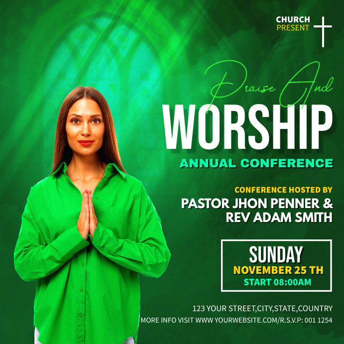 praise and worship conference flyer design Template | PosterMyWall