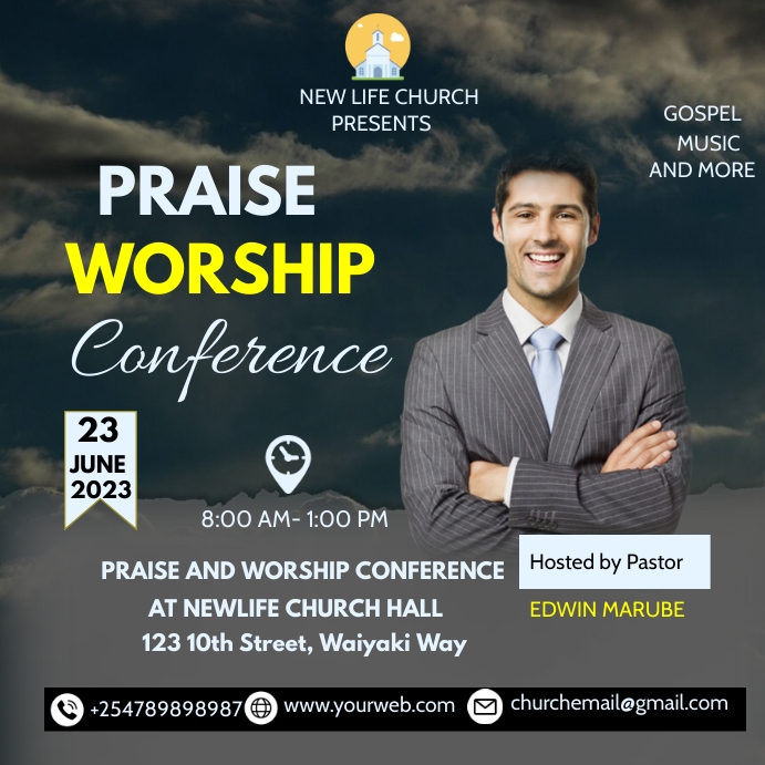 Praise and worship conference poster Template | PosterMyWall