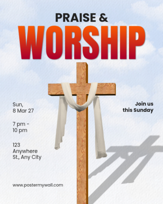 Praise and Worship Event Instagram Portrait Template | PosterMyWall