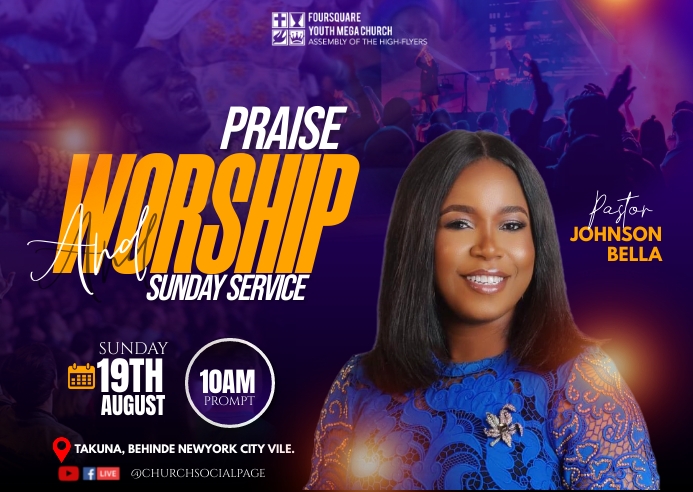 Plantilla de praise and worship service 2022 | PosterMyWall