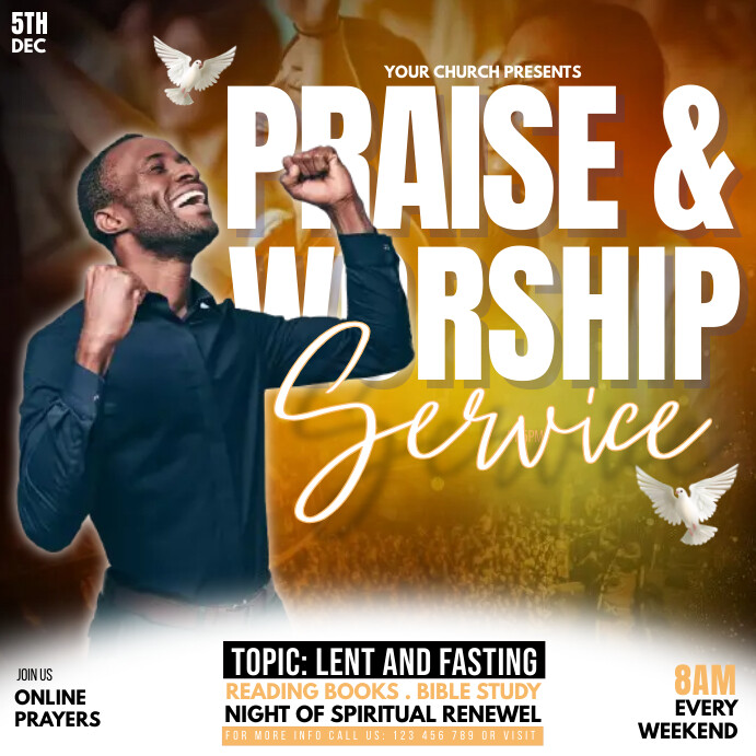 Praise and Worship Service Template | PosterMyWall
