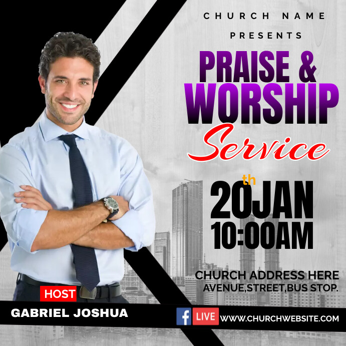 Copy of Praise and worship service | PosterMyWall