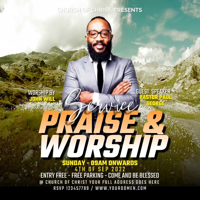 PRAISE AND WORSHIP SERVICE Template | PosterMyWall
