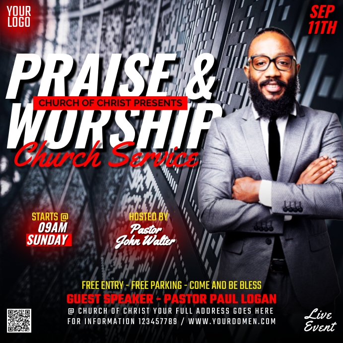 PRAISE AND WORSHIP SERVICE Template | PosterMyWall