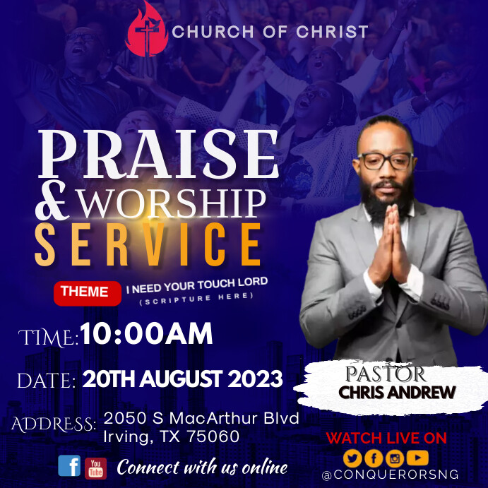 Modèle Praise and worship service | PosterMyWall