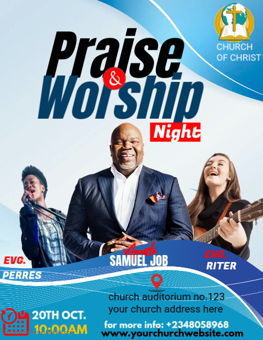 Copy of PRAISE AND WORSHIP SERVICE | PosterMyWall