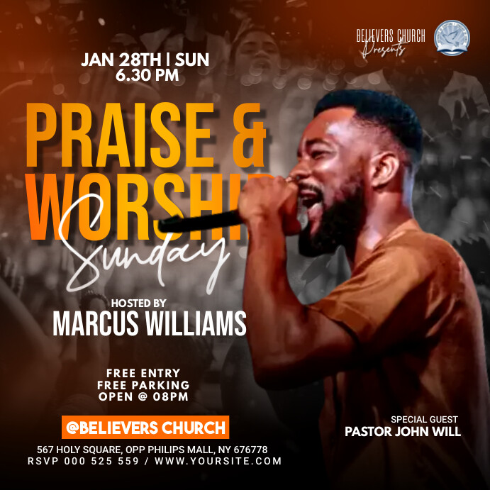 Copy of Praise and worship sunday | PosterMyWall
