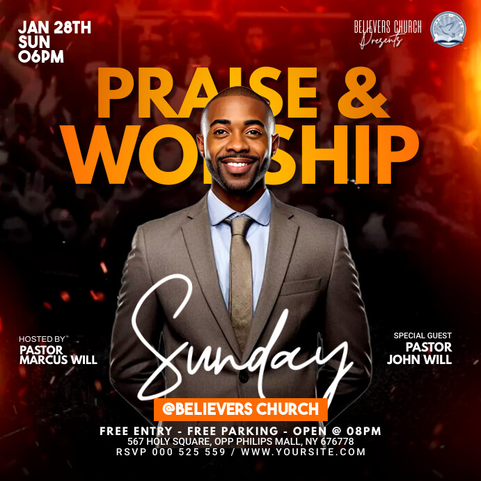 Praise and worship sunday Template | PosterMyWall