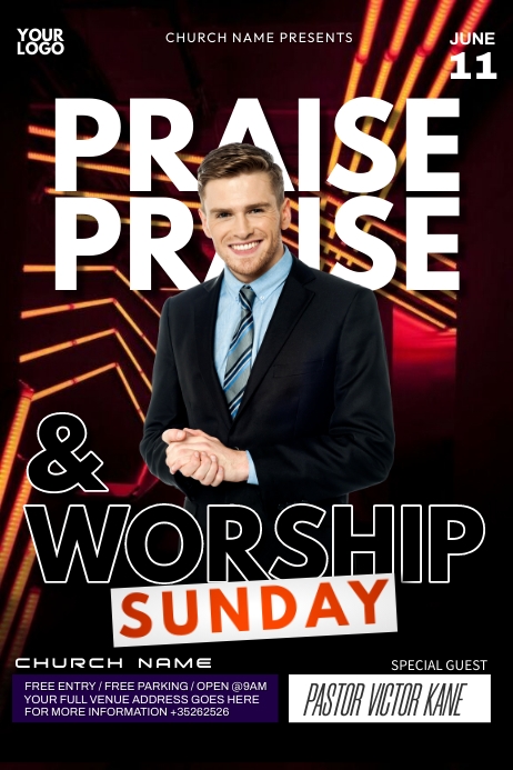 PRAISE AND WORSHIP SUNDAY Template | PosterMyWall