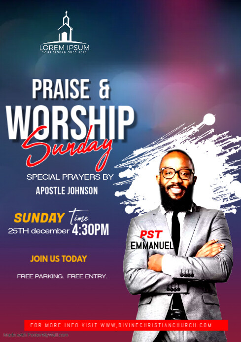 Copy of praise and worship sunday | PosterMyWall