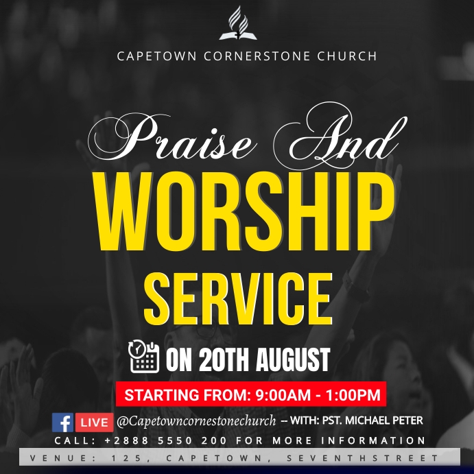 Copy of praise and worship sunday invite poster | PosterMyWall