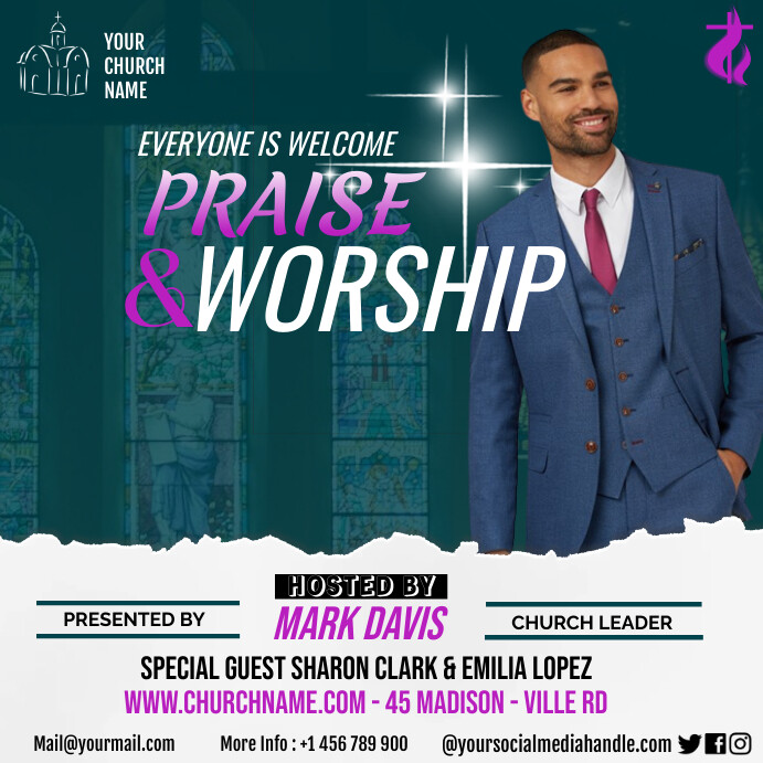 Plantilla de PRAISE AND WORSHIP SUNDAY TEMPLATE | PosterMyWall