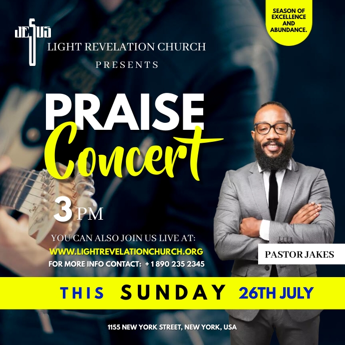 PRAISE CONCERT POSTER Template | PosterMyWall
