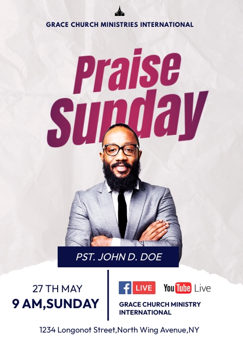 PRAISE SUNDAY FLYER Template | PosterMyWall
