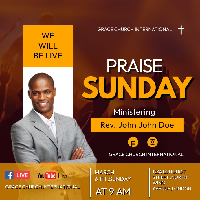 Louvor De Domingo Modelo | PosterMyWall