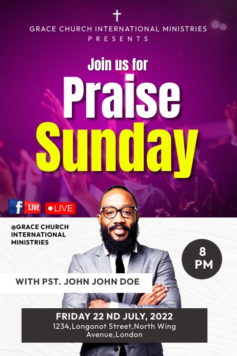 PRAISE SUNDAY FLYER Template | PosterMyWall