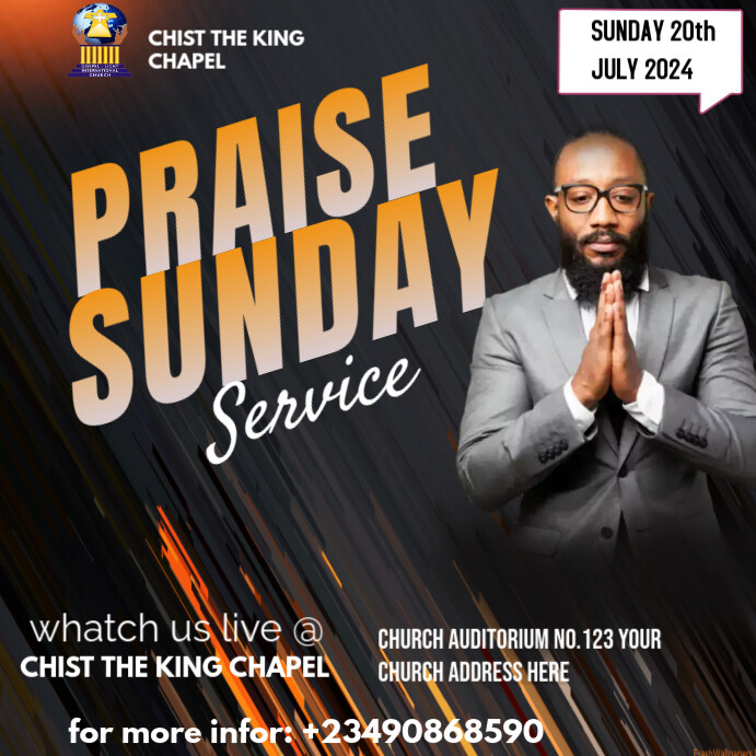 Modèle PRAISE SUNDAY SERVICE | PosterMyWall