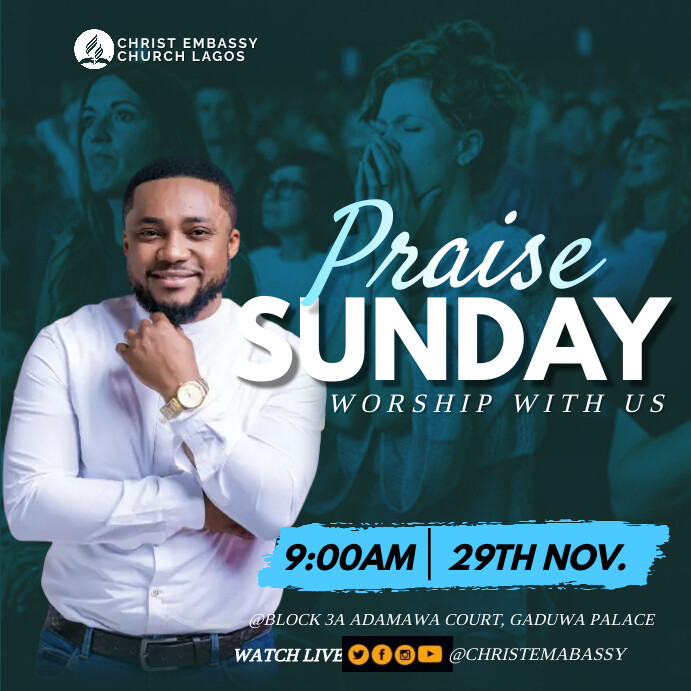 Plantilla de praise sunday worship customize design | PosterMyWall
