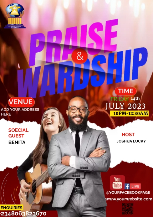PRAISE/WARDSHIP Template | PosterMyWall